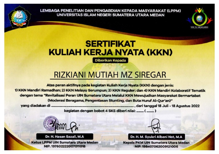 Sertifikat KKN | PDF