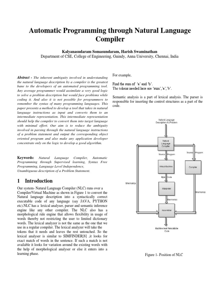 Automatic Programming Through Natural Language Compiler | PDF | Parsing | Compiler