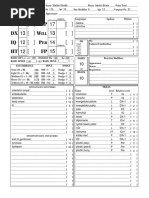 GURPS character sheet | PDF | Entertainment | Role Playing Games