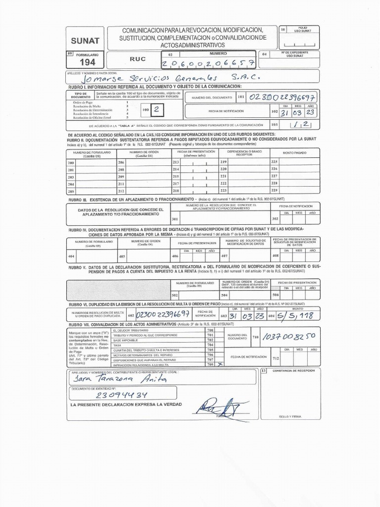 Formulario 194 | PDF