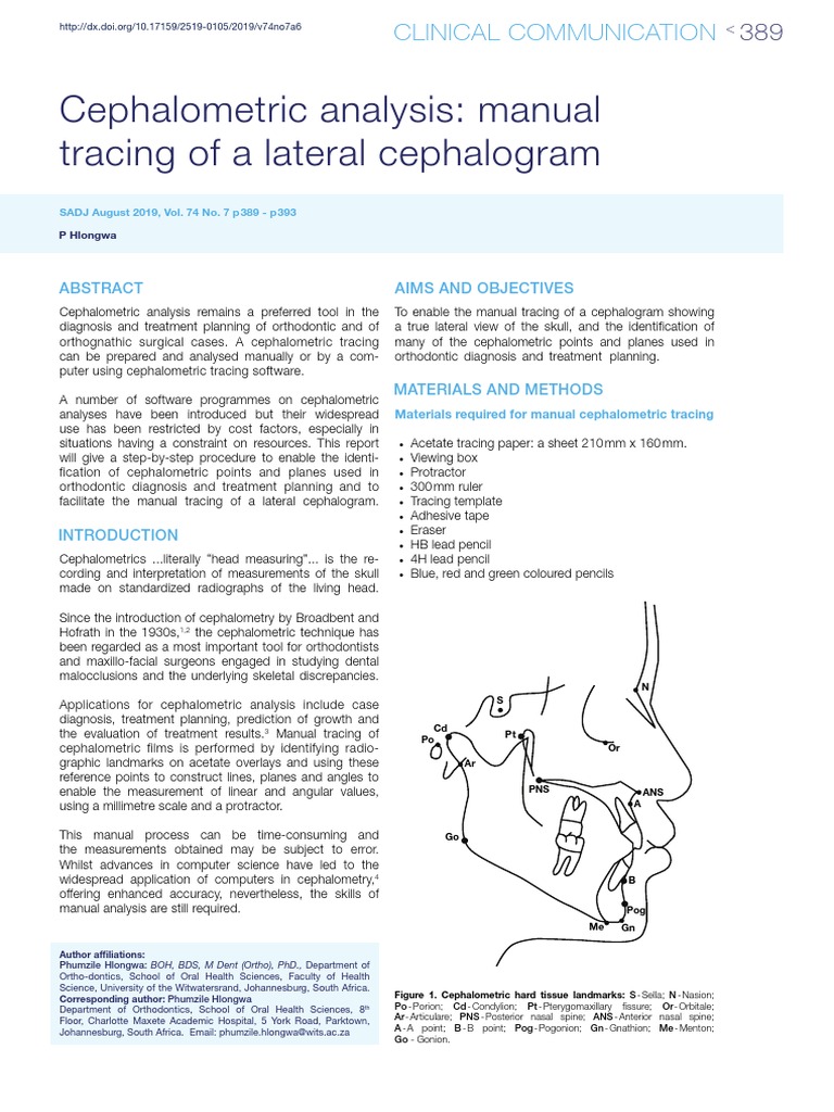 Cephalometric Analysis Manual Tracing of A Lateral | PDF | Human Anatomy