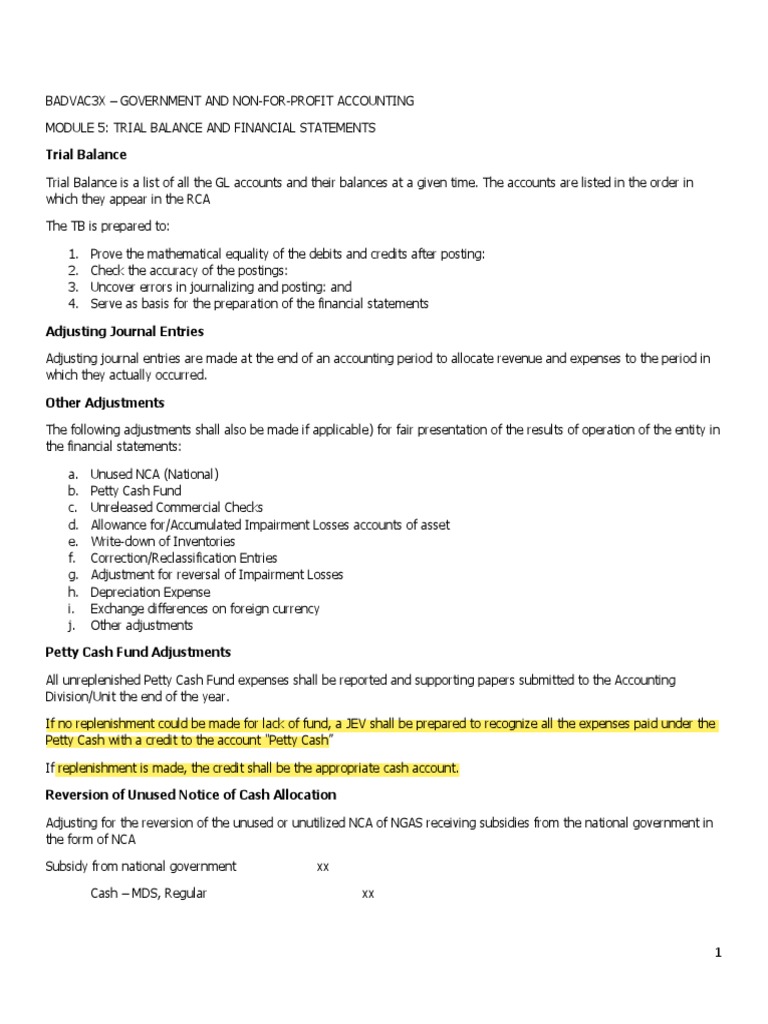 BADVAC3X MOD 5 Financial Statements | PDF | Financial Statement ...