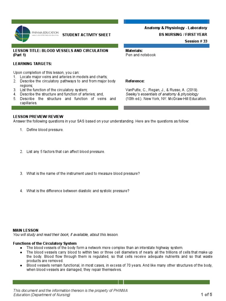 Session #33 SAS - AnaPhy (Lab) | PDF | Artery | Blood Vessel