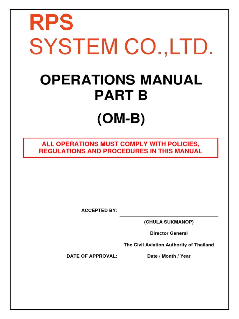 Operations Manual Part B Overview | PDF | Airport | Vehicles