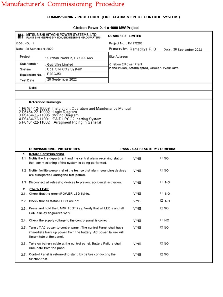Commissioning Result For Coal Bunker CO2 System 280922 Rev.1 | PDF ...