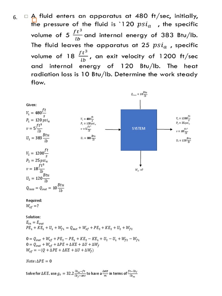 Unit 4 - First Law Sample Problem (6-10) | PDF | Mechanical Engineering