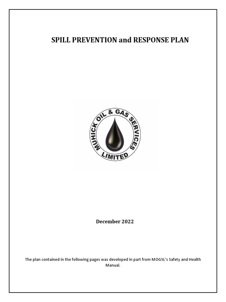 MOGSL SPILL PREVENTION and RESPONSE PLAN For CONSTRUCTION SITES | PDF ...