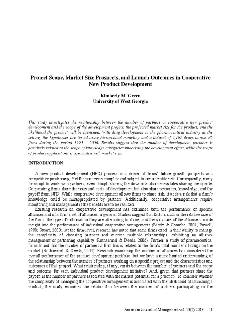Project Scope, Market Size Prospects, and Launch Outcomes in ...