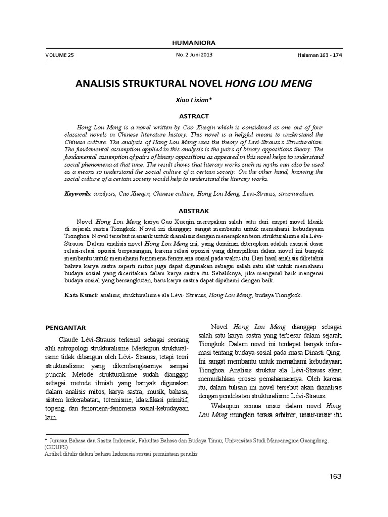 ID Analisis Struktural Novel Hong Lou Meng | PDF