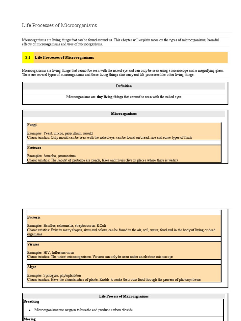 Life Processes of Microorganisms | PDF | Microorganism | Mold