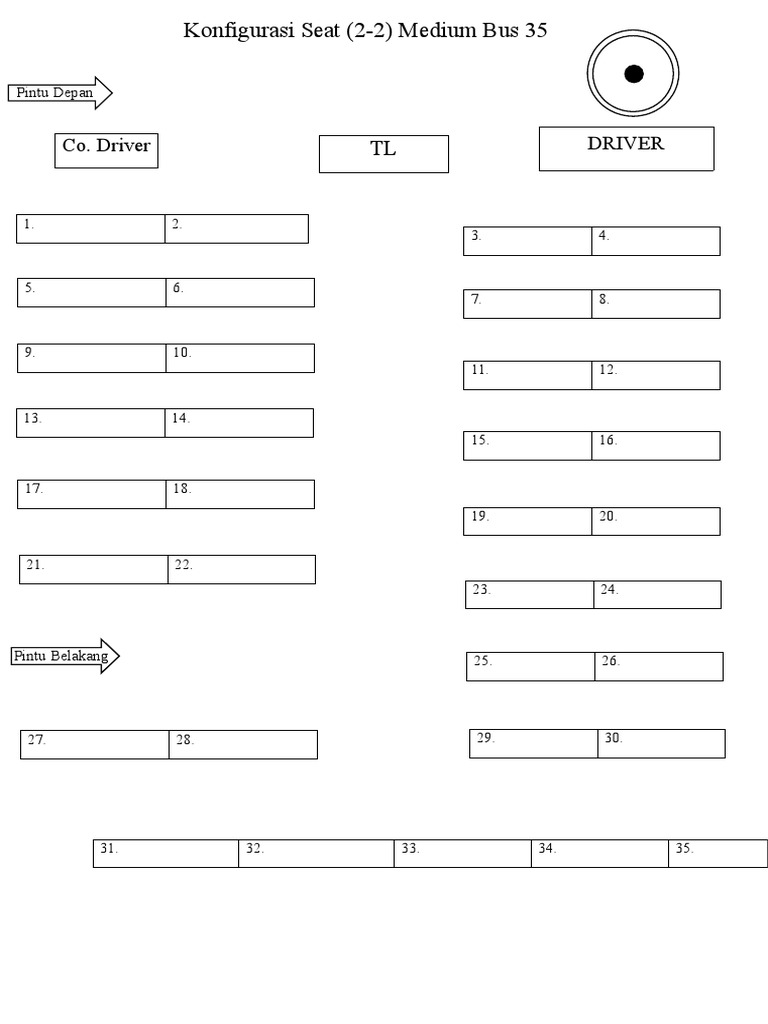 Medium Bus 35 Seat Layout 2-2 | PDF