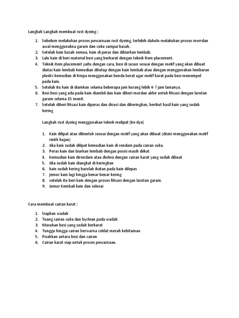 Langkah Langkah Membuat Rust Dyeing | PDF