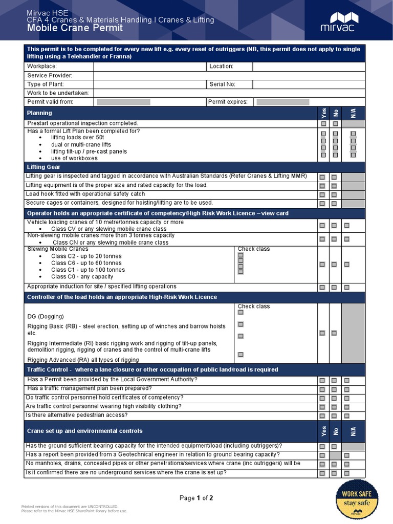Mobile Crane Permit | Download Free PDF | Crane (Machine ...