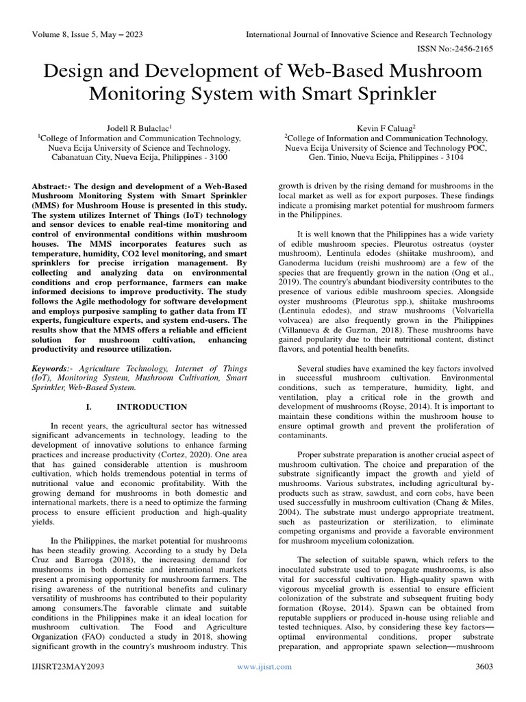 Design and Development of Web-Based Mushroom Monitoring System with ...