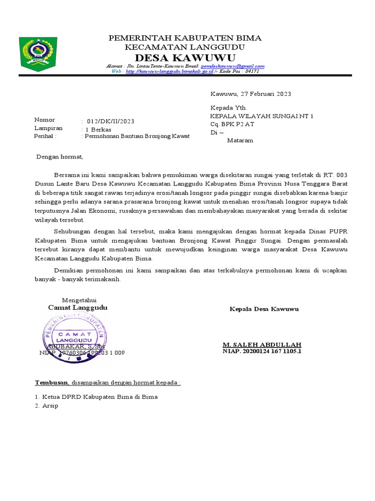 Proposal Bronjong Desa Kawuwu TA. 2023 | PDF