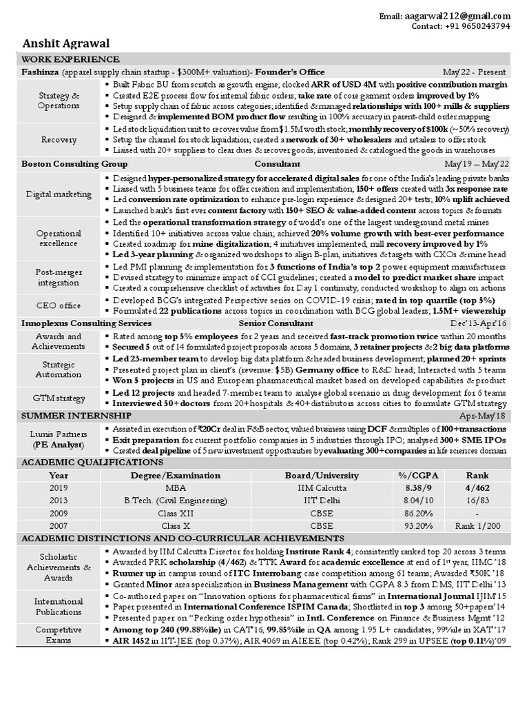 Anshit CV V2.0 | PDF | Supply Chain | Business