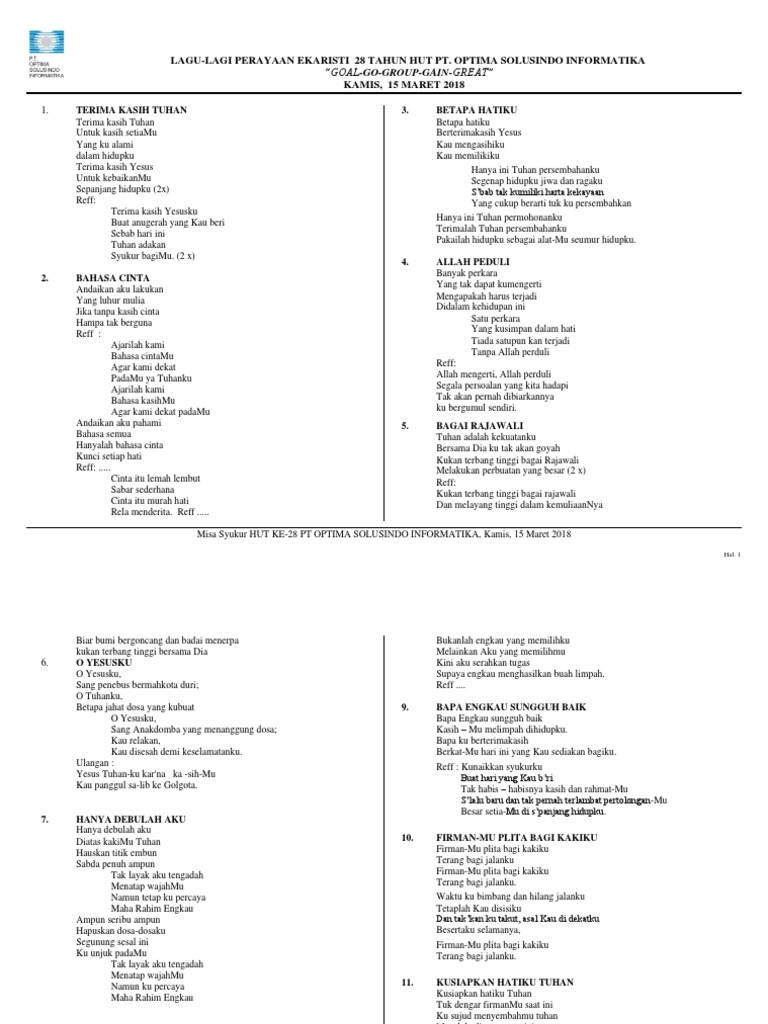 Teks Lagu Misa | PDF
