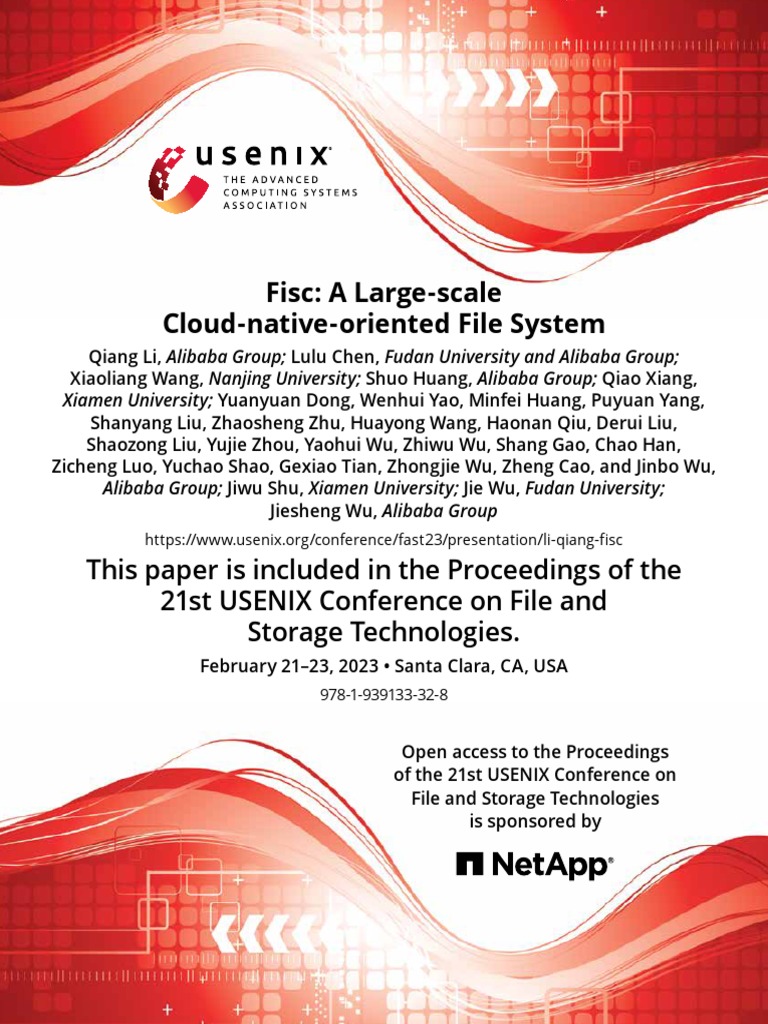 Fisc - A Large-Scale Cloud-native-Oriented File System | PDF | Computer Network | Cloud Computing
