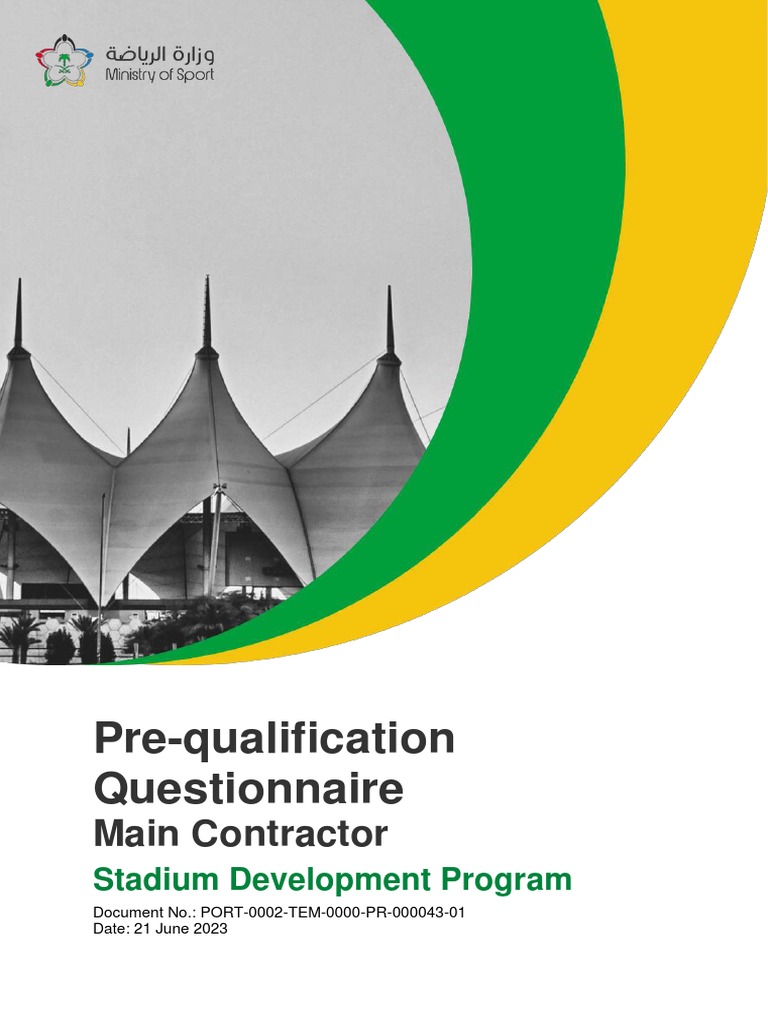 Pre-Qualification Questionnaire Main Contractor | PDF | Request For ...