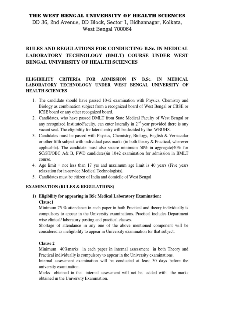 BMLT Course Rules & Eligibility | PDF | Cytopathology | Bacteria