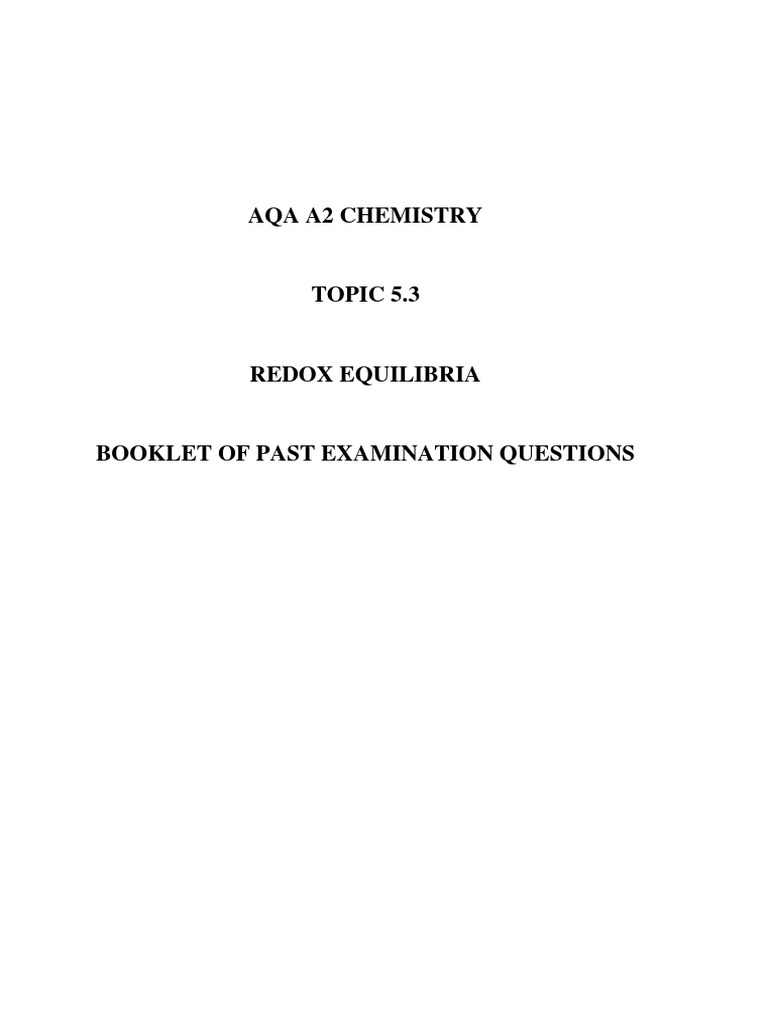 Redox Equilibria | PDF | Redox | Electrochemistry