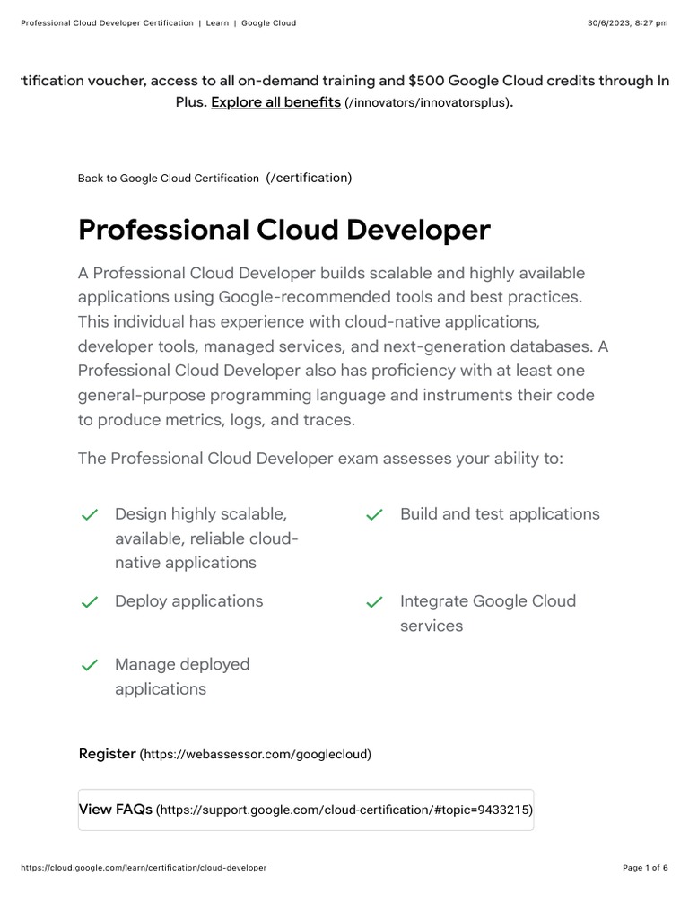 Professional Cloud Developer Certification - Learn - Google Cloud | Download Free PDF | Cloud ...