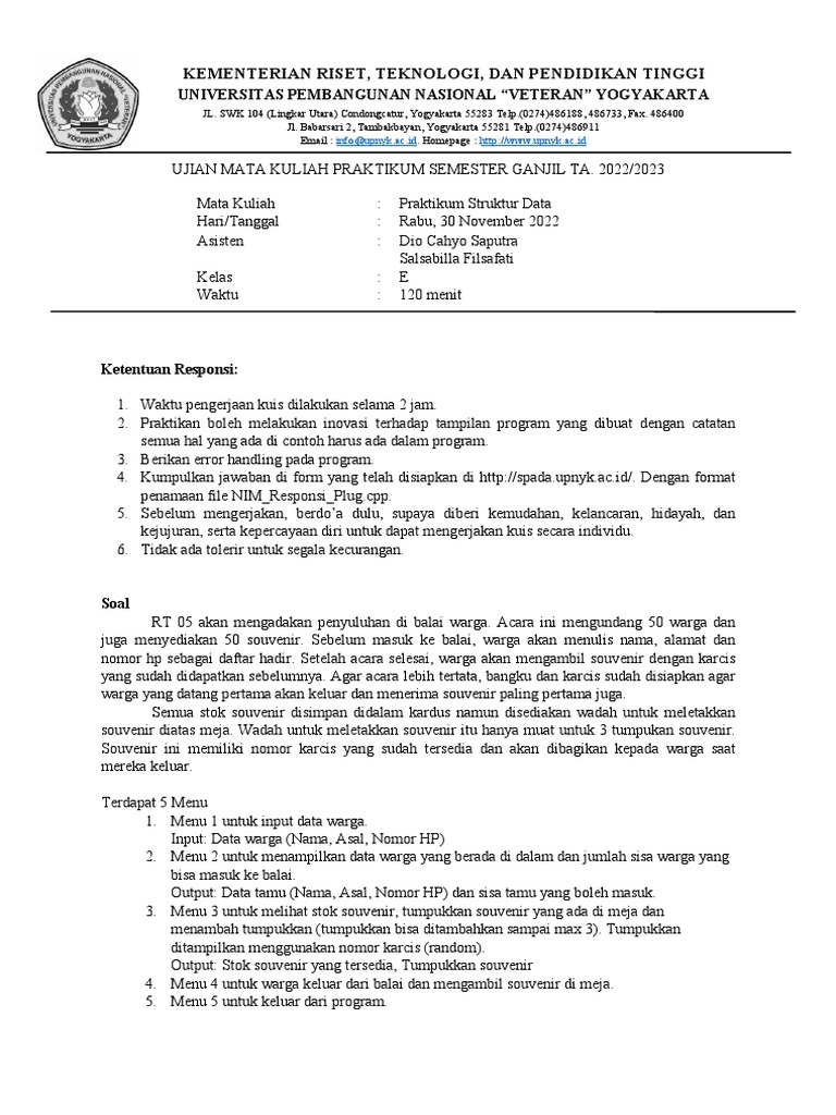 Soal Responsi Struktur Data E | PDF
