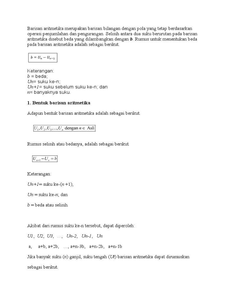 Rumus Barisan Aritmetika & Geometri | PDF
