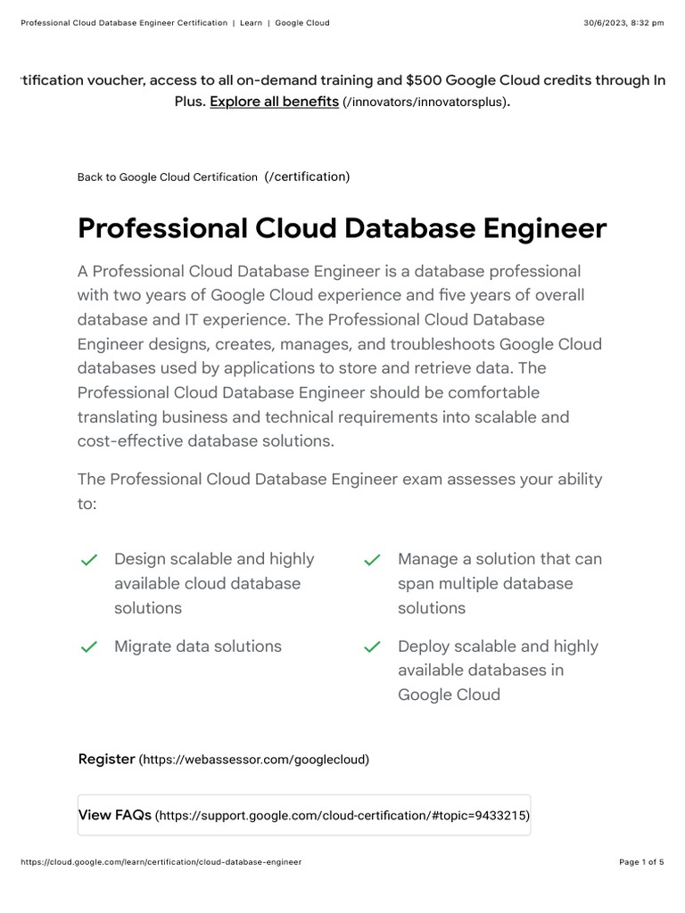 Google Cloud Database Engineer Exam Guide | PDF | Cloud Computing | Databases