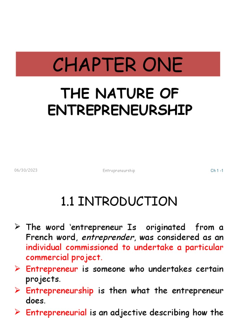 Chapter One: The Nature of Entrepreneurship | PDF | Entrepreneurship ...
