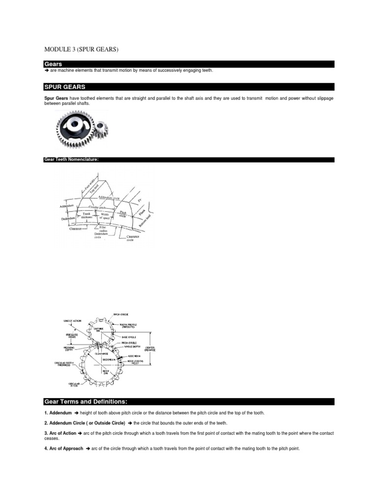 Module 3 PDF File SPUR GEARS | PDF | Gear | Circle