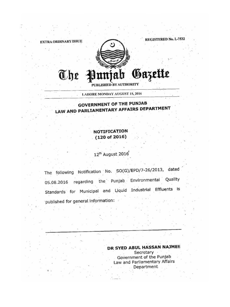 Punjab Effluent Standards Guide | PDF