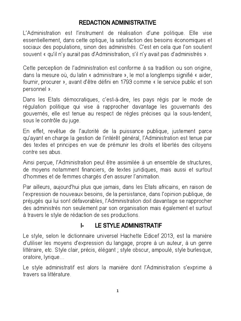 Rédaction Administrative et Style Officiel | PDF | Verbe | État