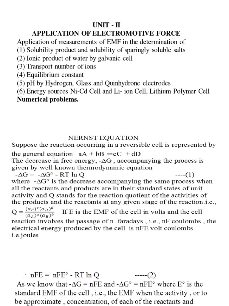 EMF Applications in Chemistry | PDF | Ph | Electrochemistry