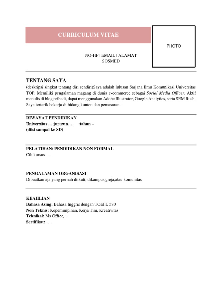 Curriculum Vitae: Tentang Saya | PDF
