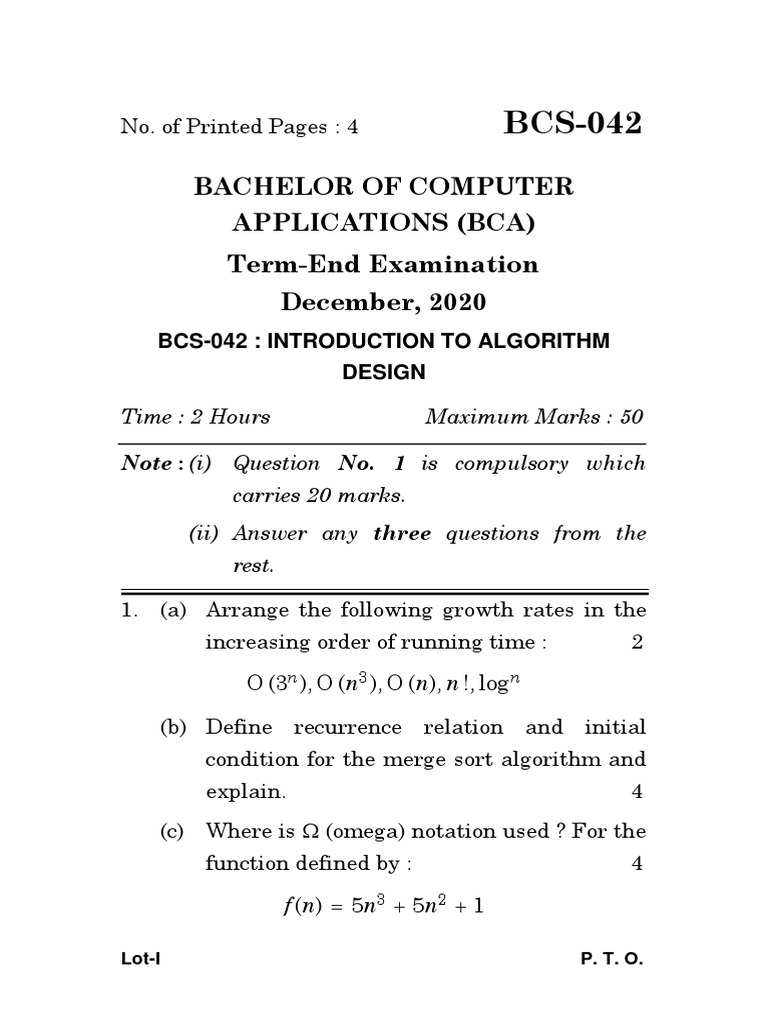 BCS 042 | PDF | Theoretical Computer Science | Applied Mathematics