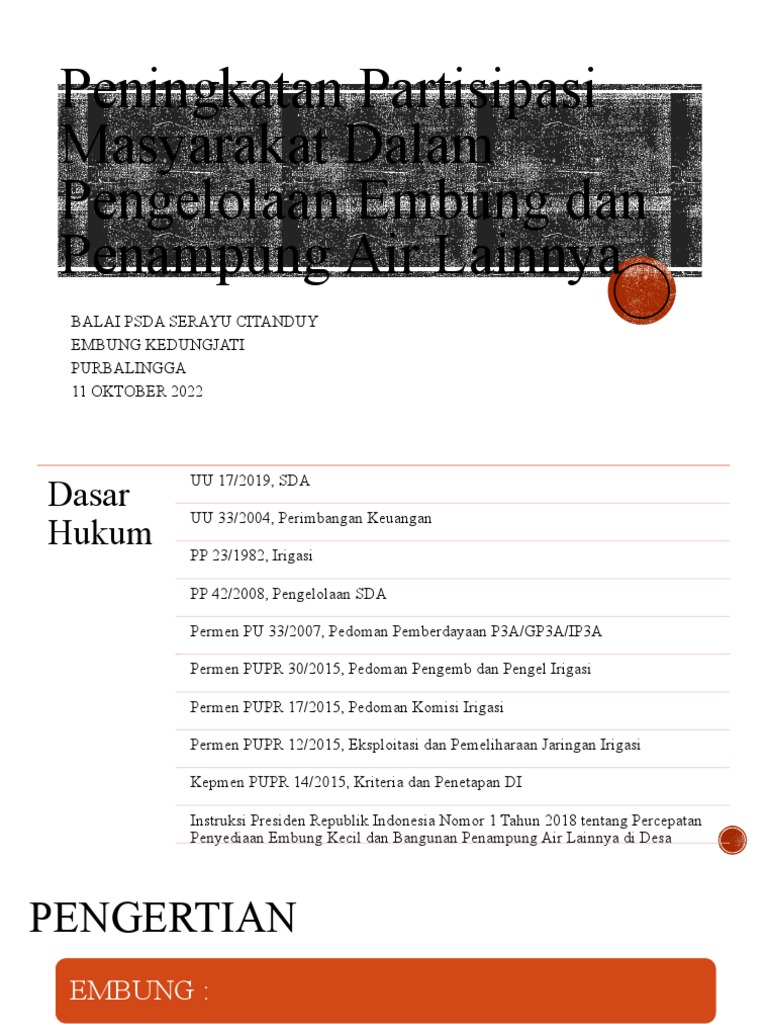 Paparan Peningkatan Partisipasi Masyarakat Embung | PDF