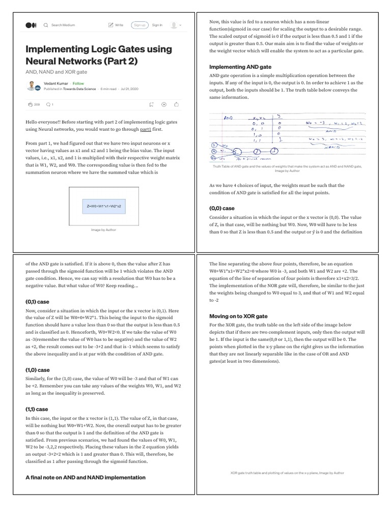 Implementing Logic Gates Using Neural Networks (Part 2) - by Vedant ...
