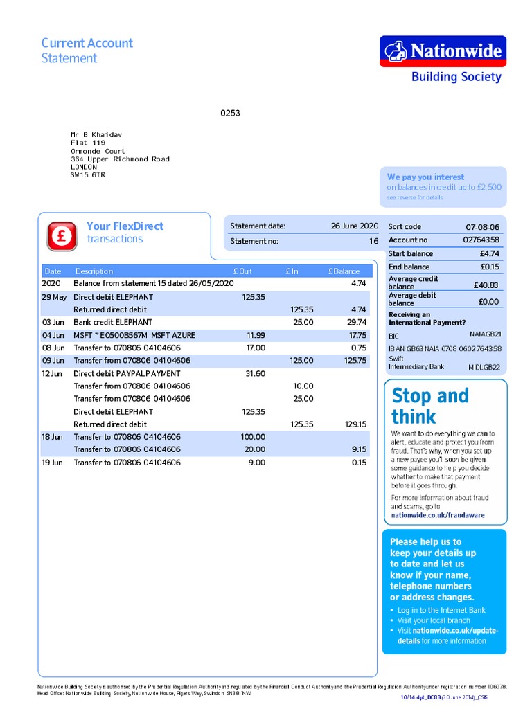 Statement 26jun2020 | PDF | Interest | Overdraft