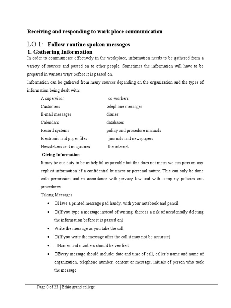 Recieve and Respond To Workplace Communication | PDF | Occupational ...