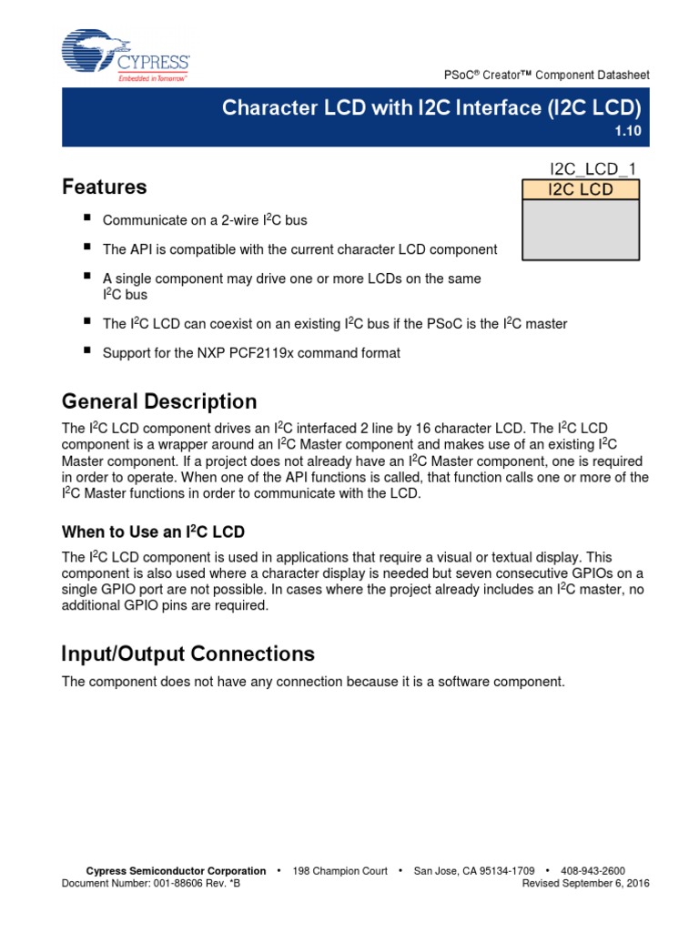 Infineon-Component - I2C - LCD - V1.10-Software Module Datasheets-V01 - 02-EN | PDF | Liquid ...