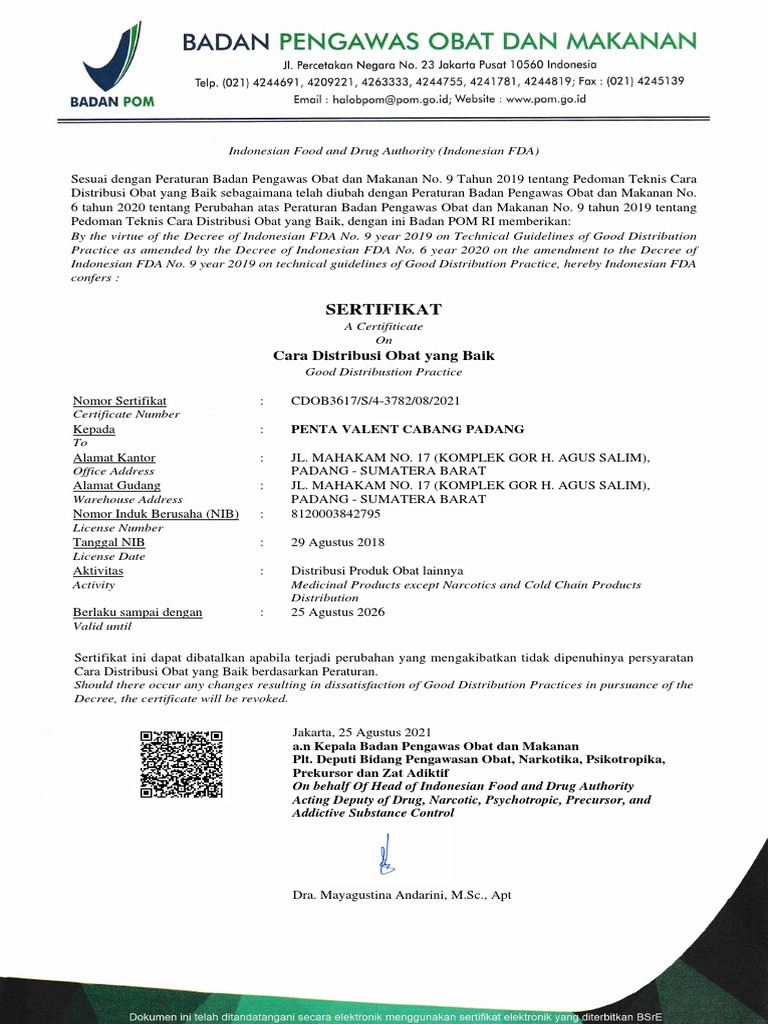 Sertifikat Cdob Padang | PDF