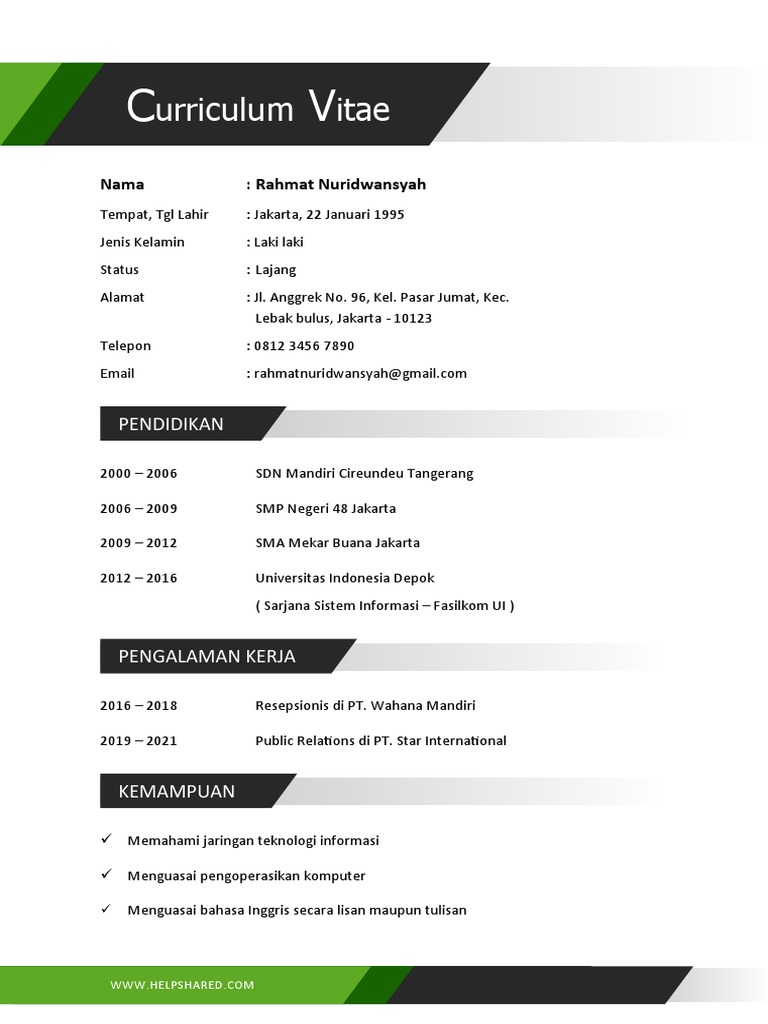 CV 3 | PDF | Karier & Perkembangan