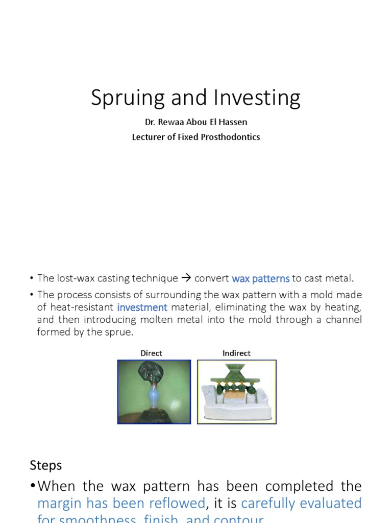 Spruing and Investment | PDF | Casting (Metalworking) | Applied And ...