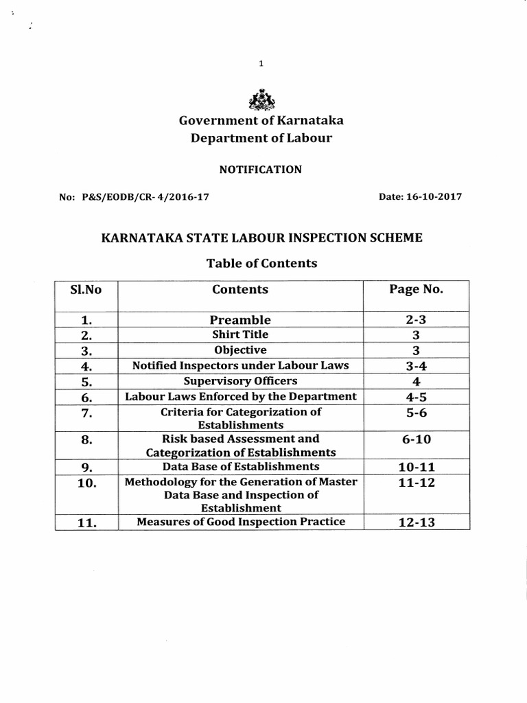 Standerd Labour Inspection Procedure Ktka | PDF | International Labour ...