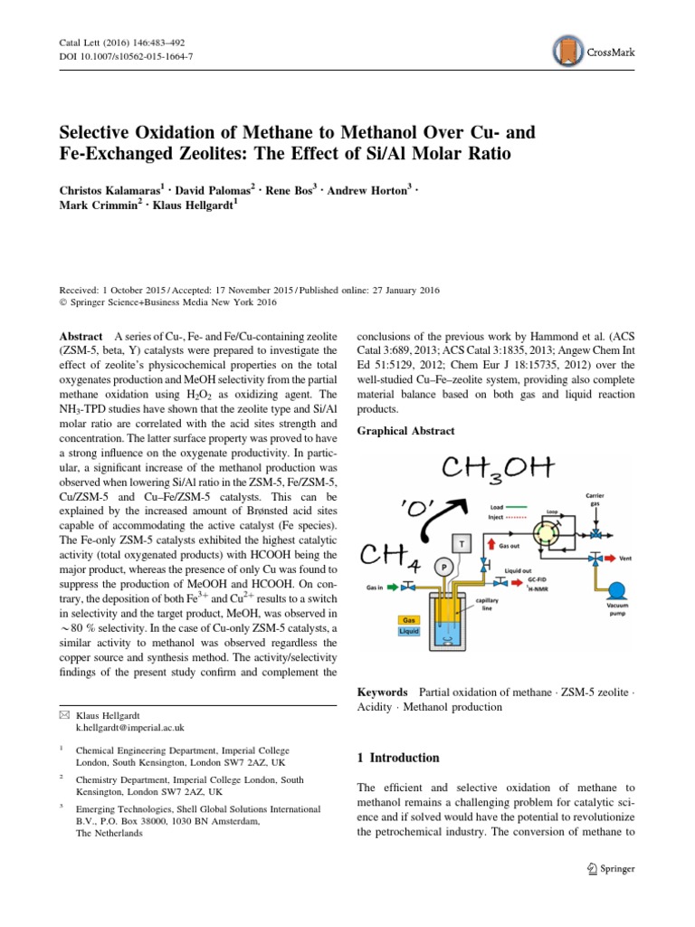 Selective Oxidation of Methane To Methanol | PDF | Zeolite | Catalysis