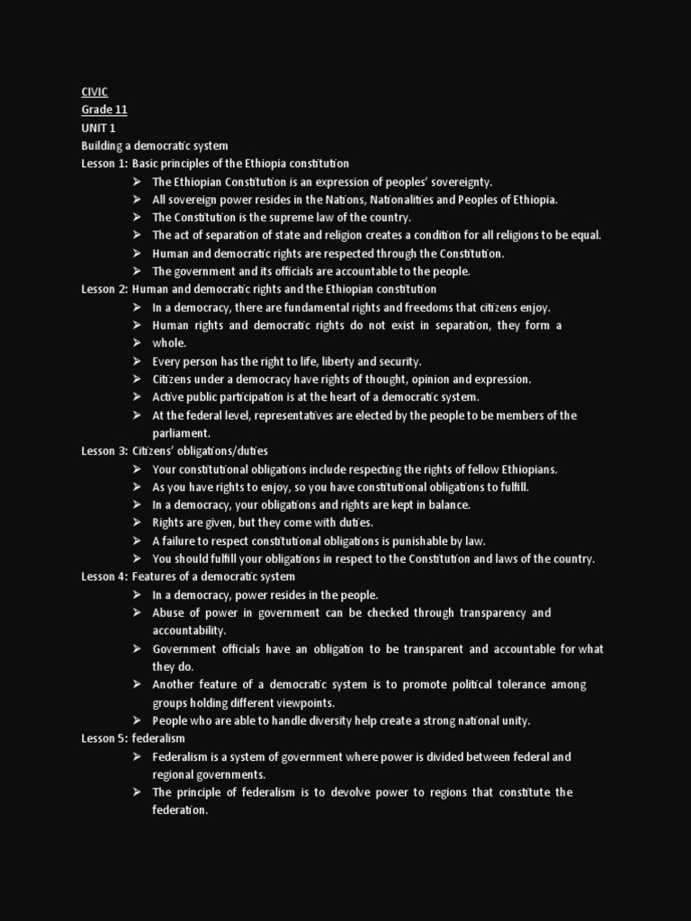 Grade 11 Civic Short Note | PDF | Saving | Democracy