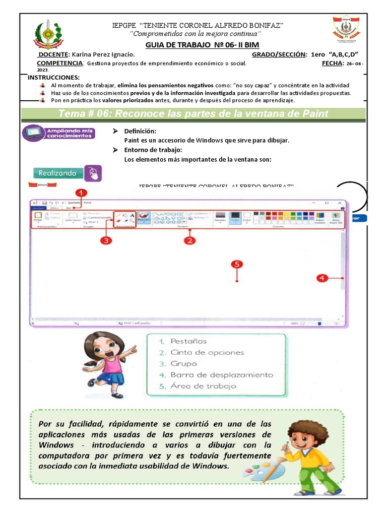 Partes de la Ventana de Paint para Niños | PDF