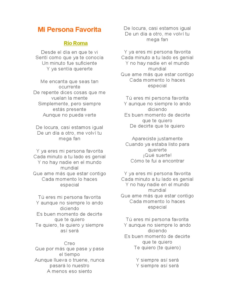 Mi Persona Favorita - Río Roma | PDF | Poesía