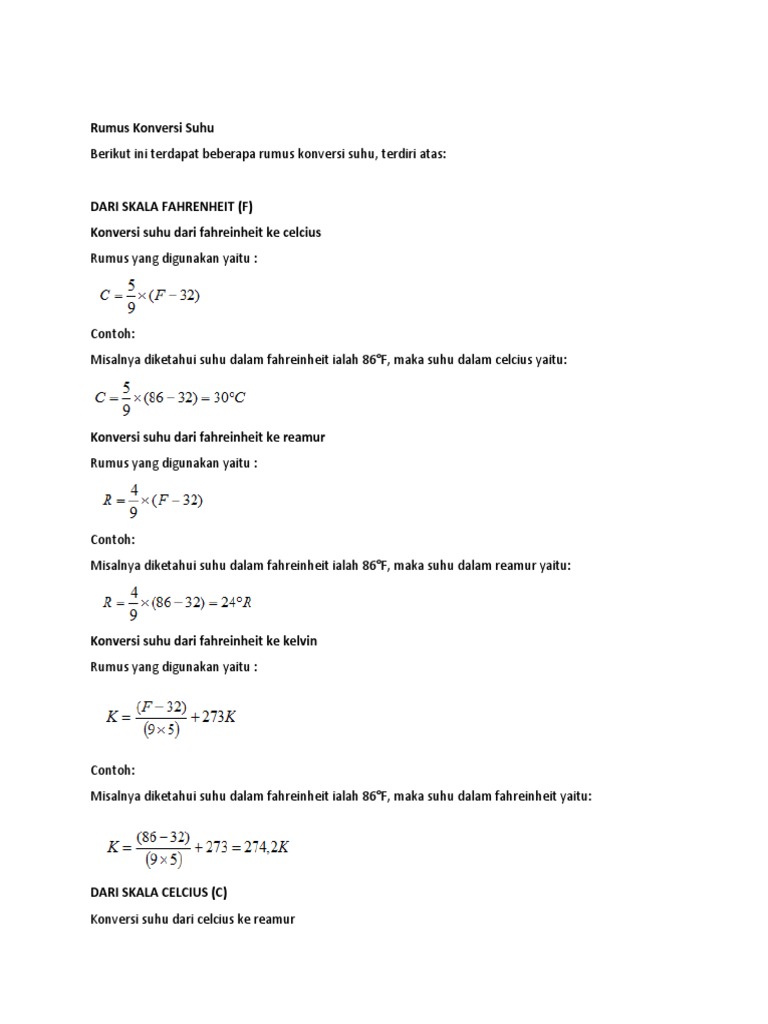 Rumus Konversi Suhu | PDF